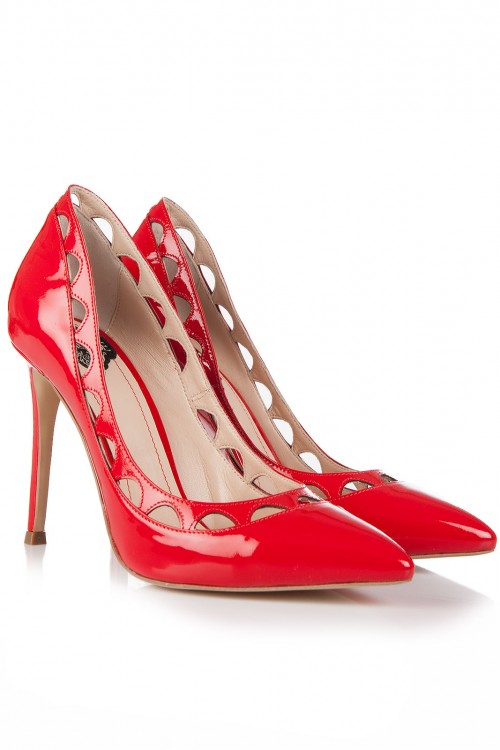 Atelier Faiblesse | Pantofi stiletto rosii din piele lacuita | ENDRA.ro