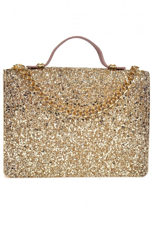 WILD INGA | Geanta de umar piele glitter auriu Lauren | ENDRA.ro