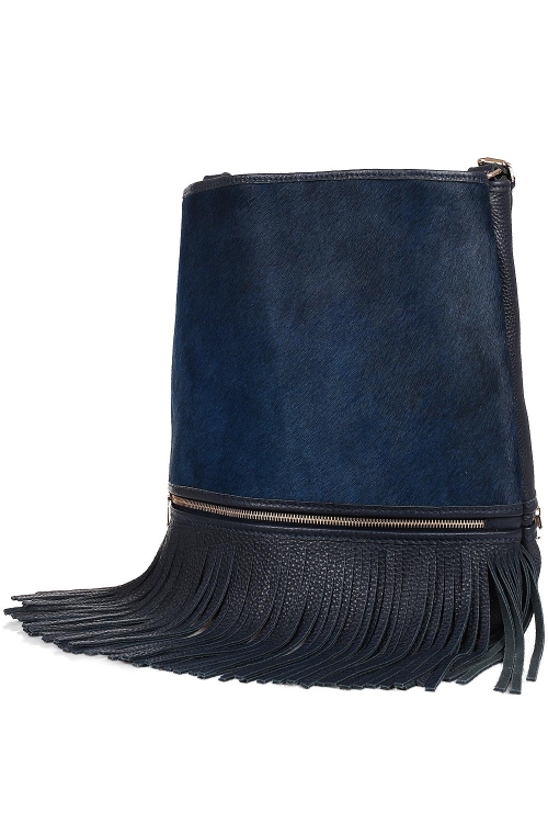 Giuka by Georgiana Nicolaescu | Geanta sac cu franjuri piele albastra ...